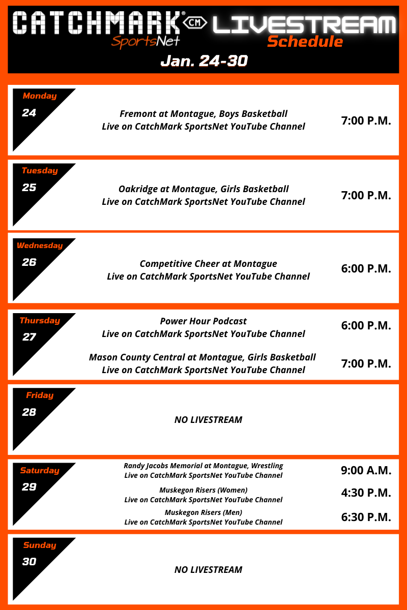 See the CatchMark SportsNet livestream schedule for the week (Jan. 24 ...